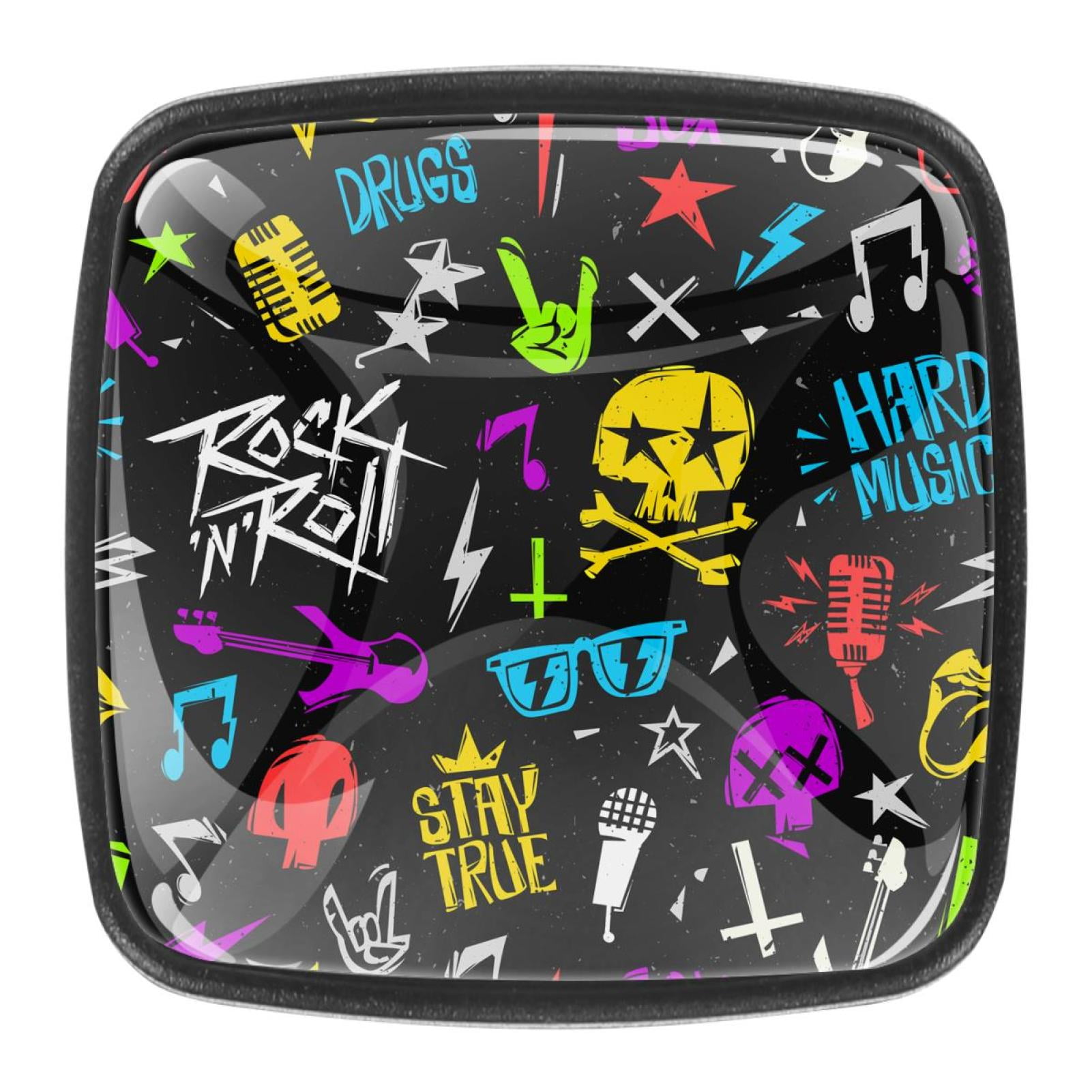 4 Pcs Square Cabinet Handle Cupboard Knob Drawer Pulls Handle Rock ...