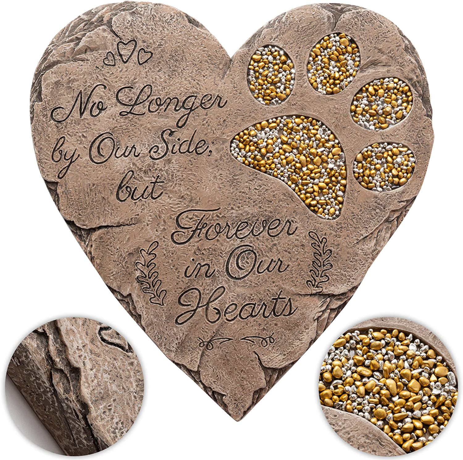 Obsi Pet Memorial Stone - Brown | Dog or Cat Garden Stone Heart Paw ...