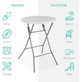 32in Bar Height Folding Table, Round Indoor Outdoor Accessory for Patio ...
