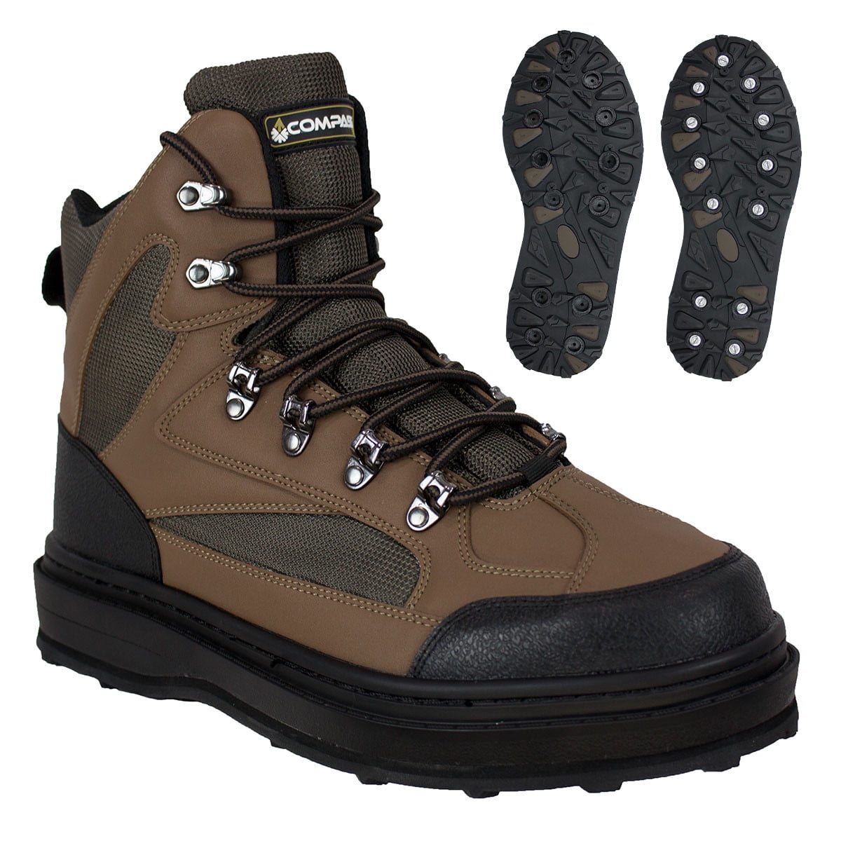 Compass 360 Ledges Cleated Sole Wading Shoes (Studs Included) - Coffee ...