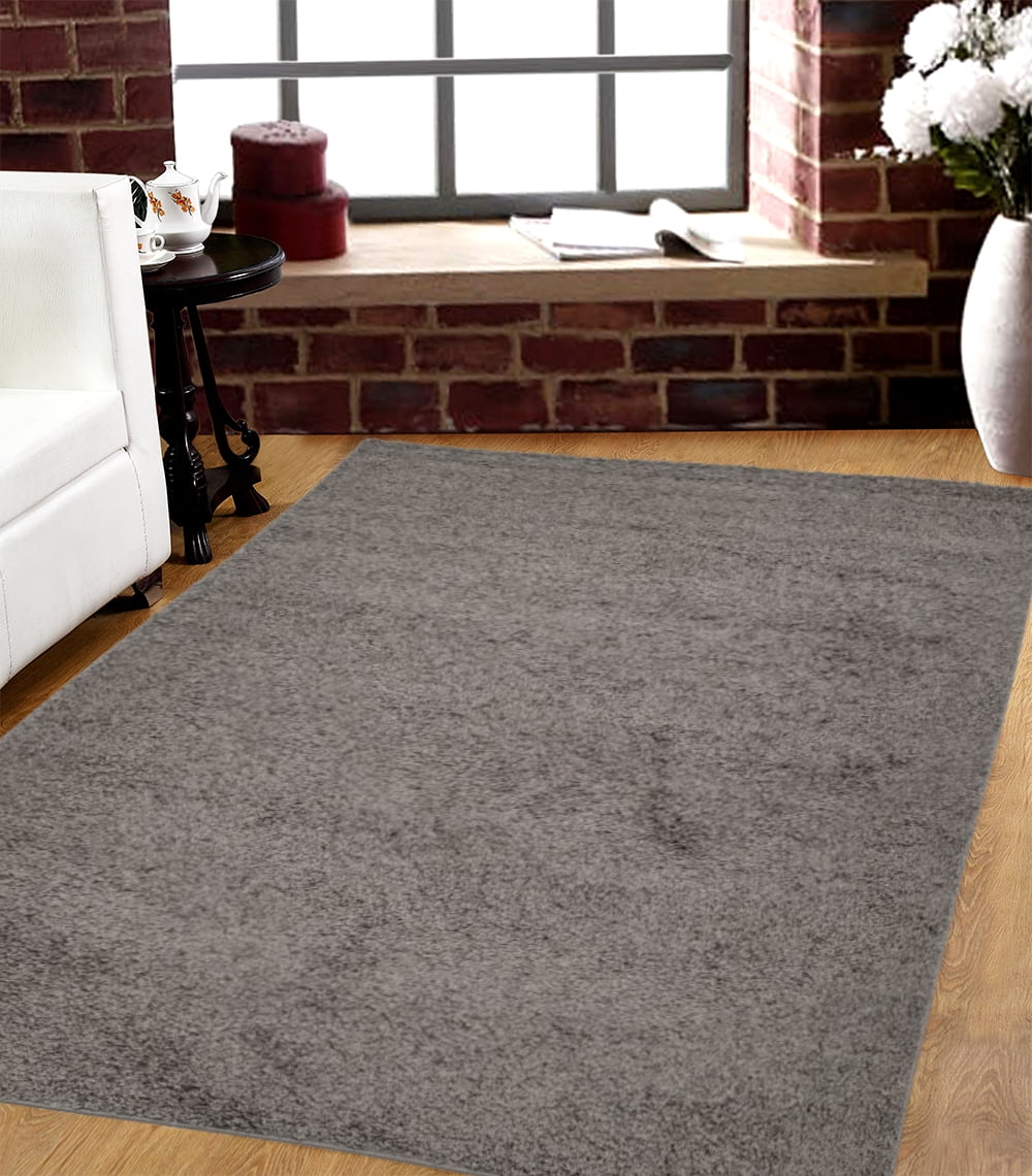 HT Design Rectengular Shag Area Rug,7x10 Solid Color Low Pile Shag ...