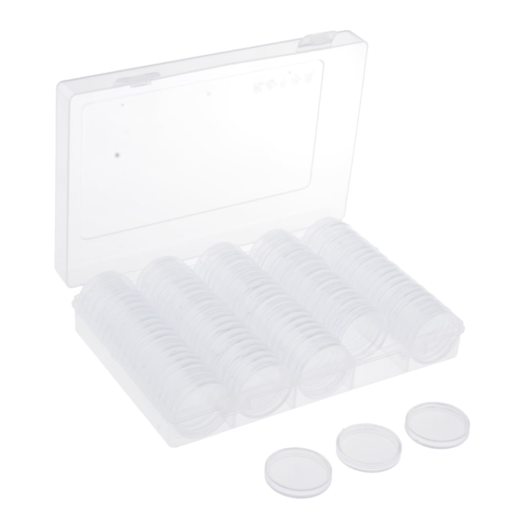 100x Display Capsules Holders w/ Storage Box Collect Containers 27mm ...