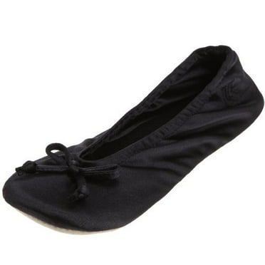 Isotoner Women's Classic Satin Ballerina Slippers - Ballet House Shoes ...
