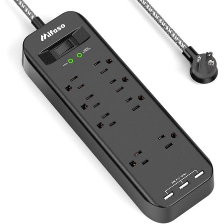 Surge Protector Power Bar, 2700Joules 6FT Braided Long Extension Cord ...