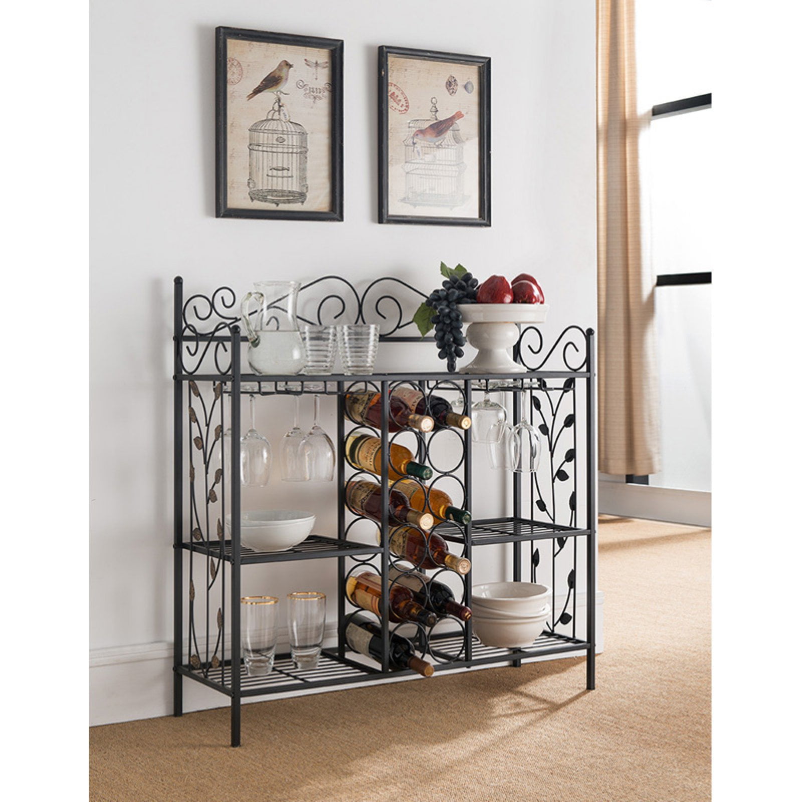 K&B Furniture Black Metal Wine Rack - Walmart.com