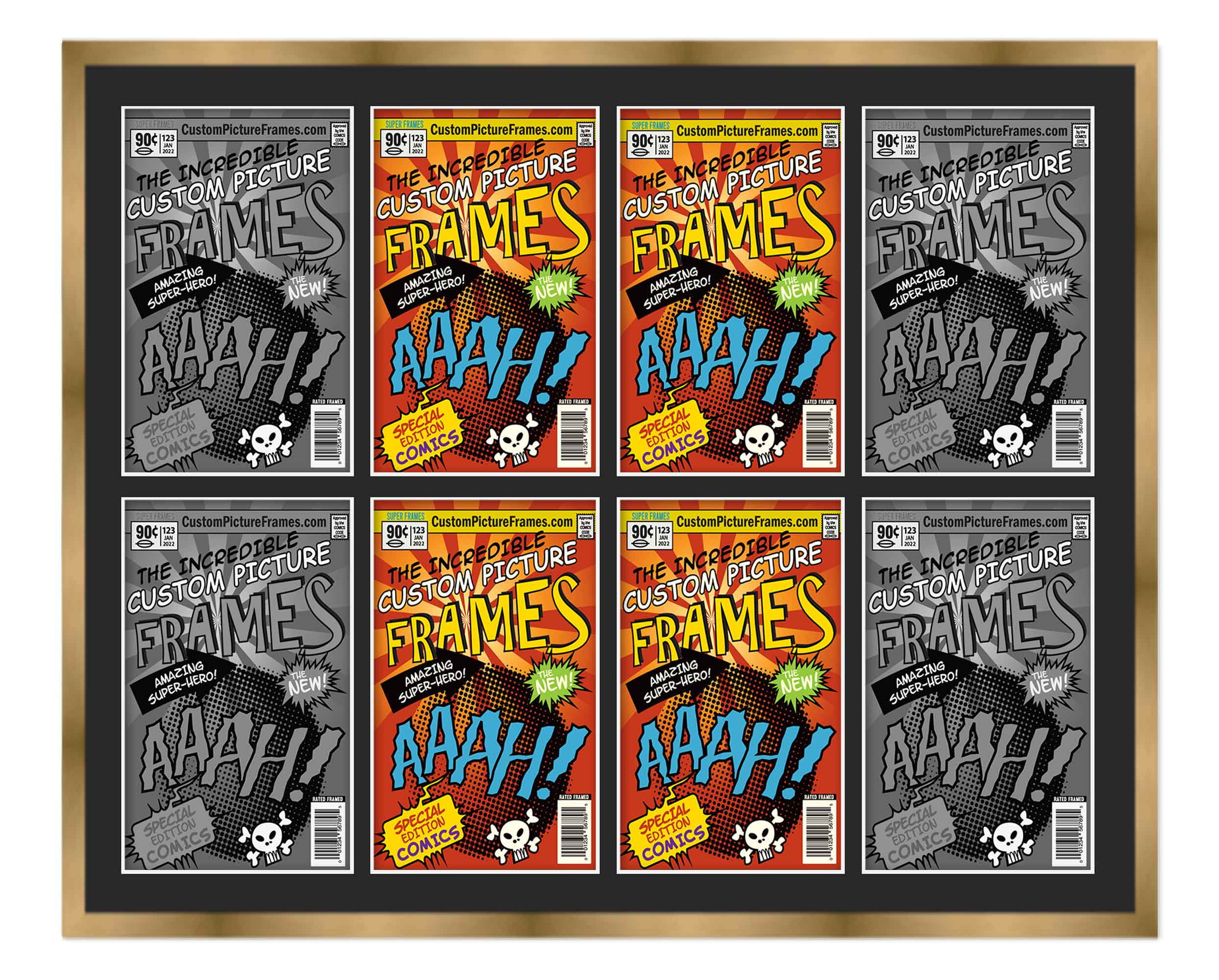8 Comic Book Frame Gold Collage Comic Book Frame with Black Mat to ...