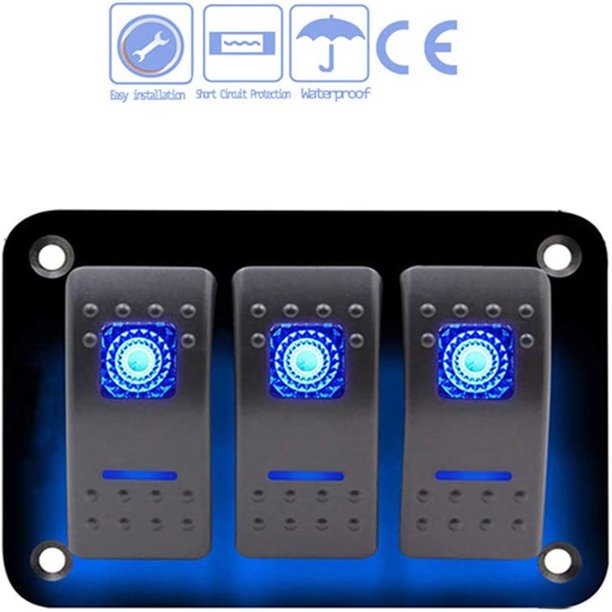 Geloo 3 Gang Rocker Switch Aluminum Panel Toggle Switches for ...