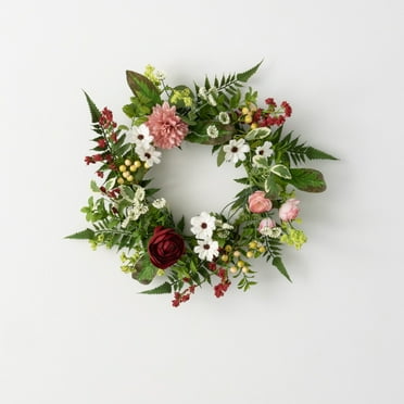 Gerson 20" Floral Daisy Floral Single Wreath - Walmart.com