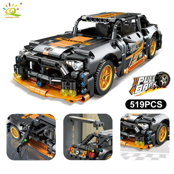 HUIQIBAO City Racing Car Technical Model Building Blocks DIY Pull Back ...