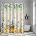 Bathroom Shower Curtain Farm Flowers Daisy Eucalyptus Leaves Waterproof ...