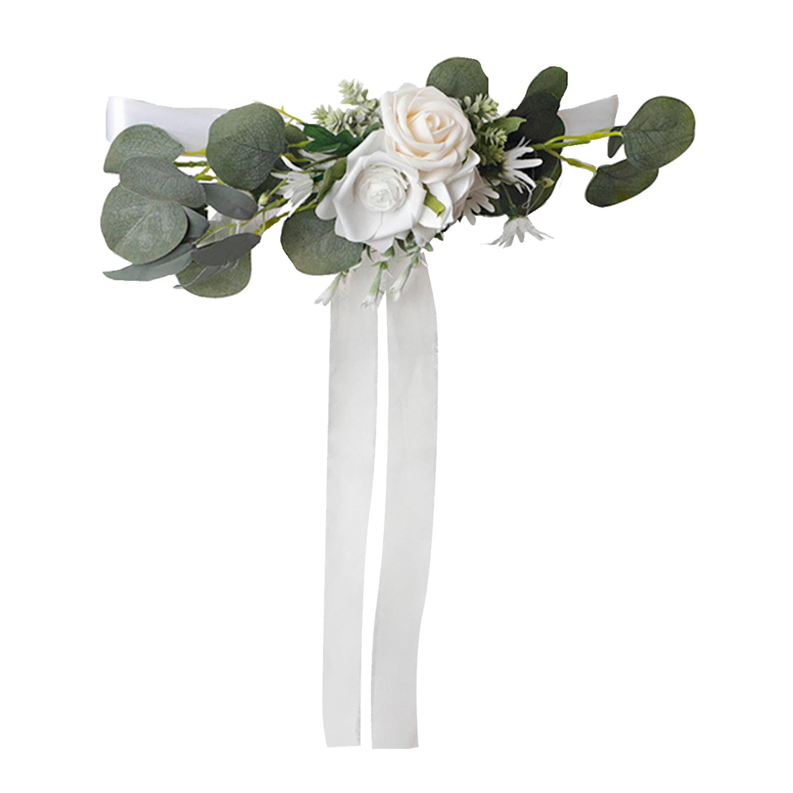 Artificial Flower Floral Ribbons for Chair Back with Eucalyptus ...