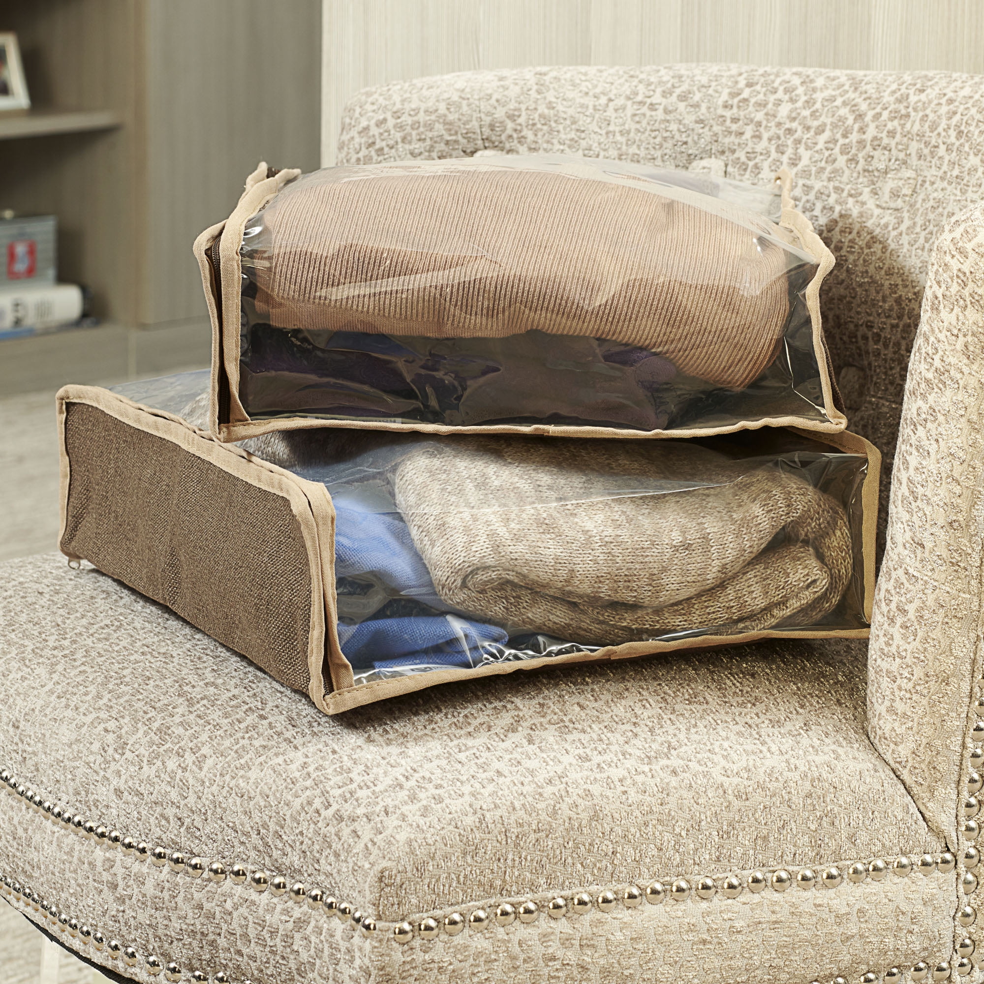Household Essentials Sweater Bag, Set of 2, Coffee Linen - Walmart.com
