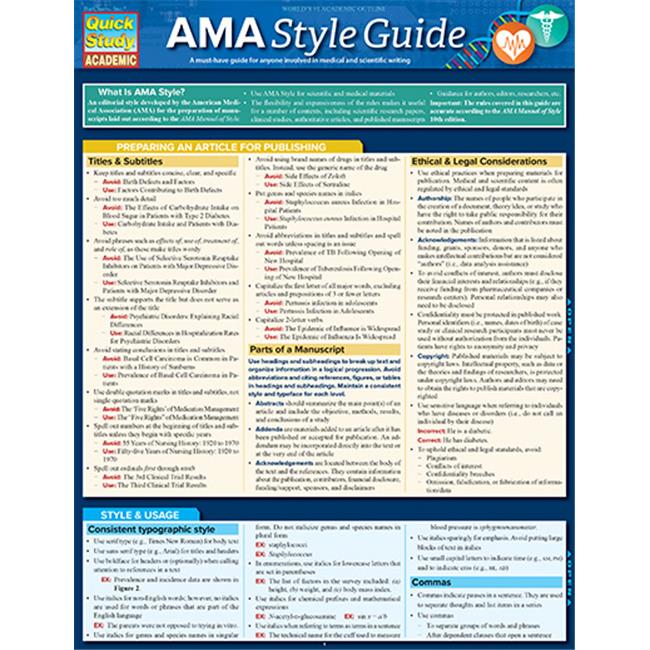 BarCharts 9781423225379 Ama Style Guide Quickstudy Easel Walmart