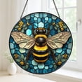 Bee Design with Honeycomb Motif Stained Glass Window Art - Walmart.com