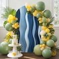 Abstract Arch Backdrop Cover 7.2 FT Blue Gradient Waves Beach Lines ...