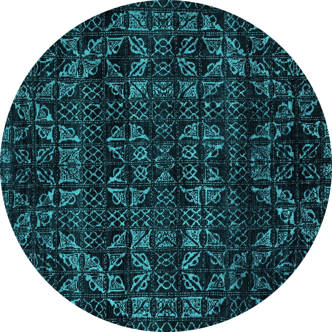 Ahgly Company Indoor Round Abstract Turquoise Blue Modern Area Rugs, 6 ...