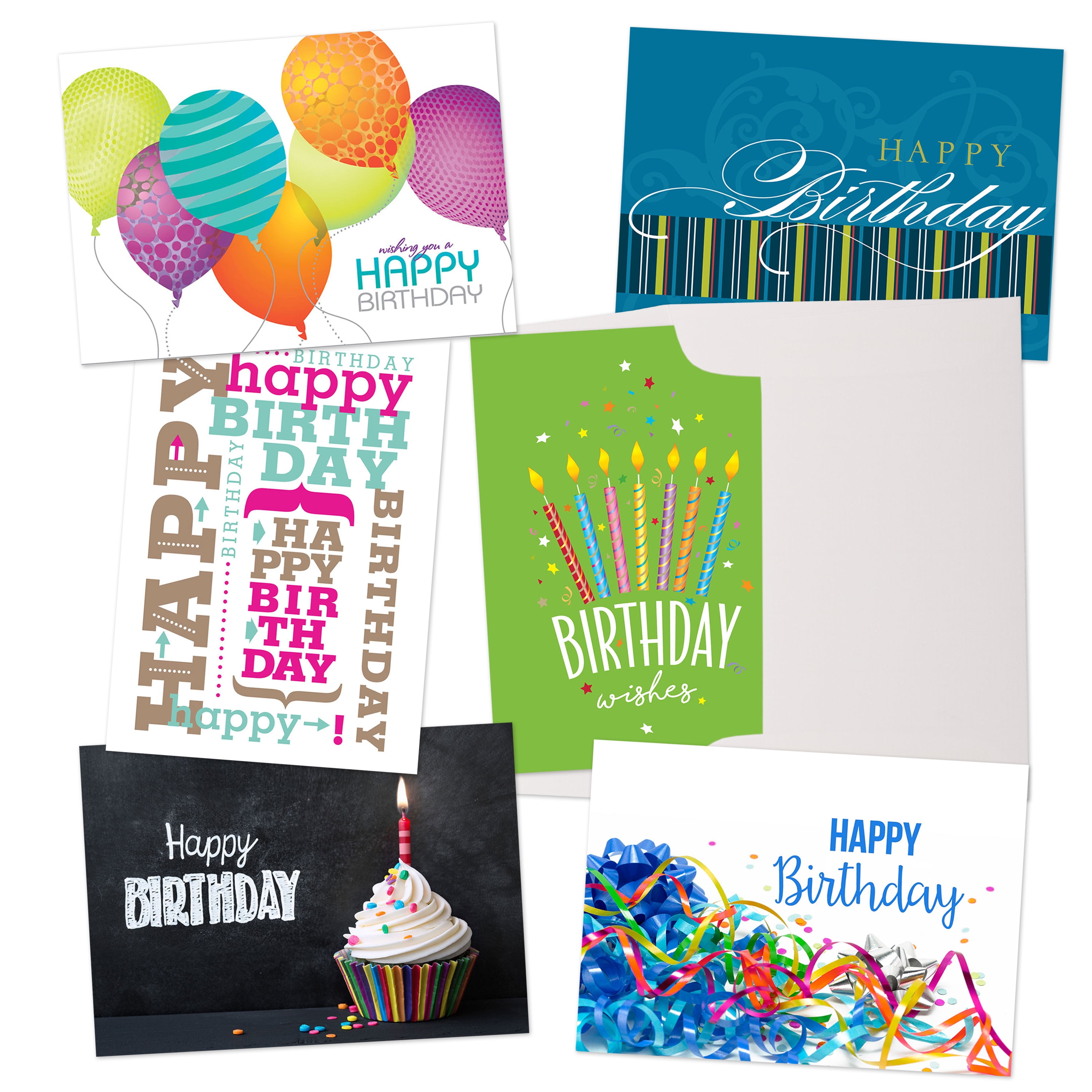 JAM Paper Blank Assorted Birthday Card Sets, Upbeat and Colorful, 36 ...