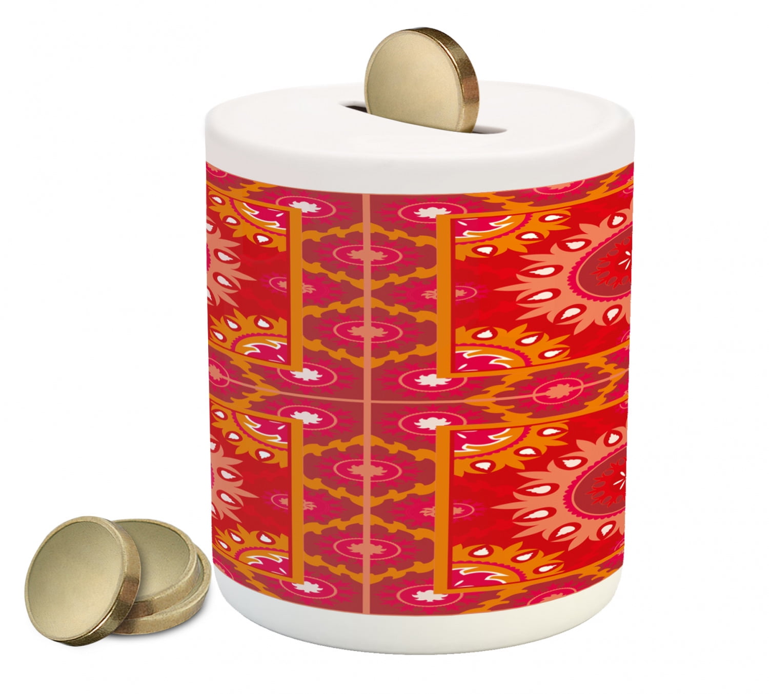 Mandala Piggy Bank, Oriental Frames Squares with Inspired Elements ...