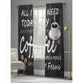 Coffee Beans Sheer Curtains 2 Panels Set Coffee Cup Letterings Black ...