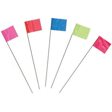 Presco Steel Wire Staff Marking Flags [2.5 in. x 3 in. Flag]: 21 in. Steel Wire / (Neon Blue ...