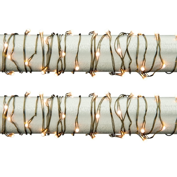 Warm White Micro LED Light String on Black Wire (Set of 2) - Walmart.com