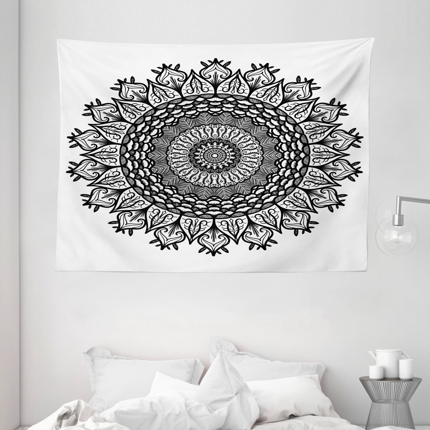 Lotus Tapestry, Arabesque Mandala with Flower Effects Oriental Folk ...