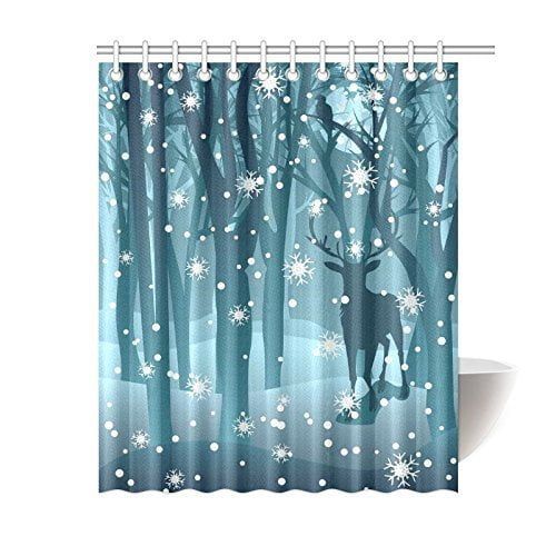 Click here for Xddja Stag In Winter Forest Reindeer Shower Curtai... prices