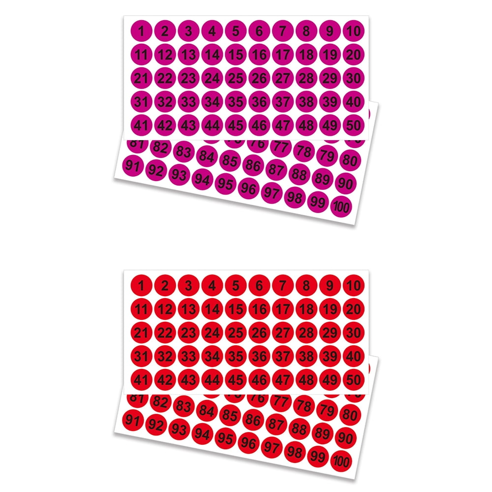 Number Stickers, 2 bags Numbered 1 to 50 and 51 to 100 Waterproof Round ...