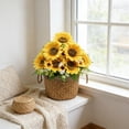 Artificial Sunflower Bouquet, 7-Fork Realistic Fake Flowers, for Home ...