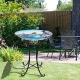 Wonder Garden Solar Bird Bath with Metal Stand, Glass Birdfeeders for ...
