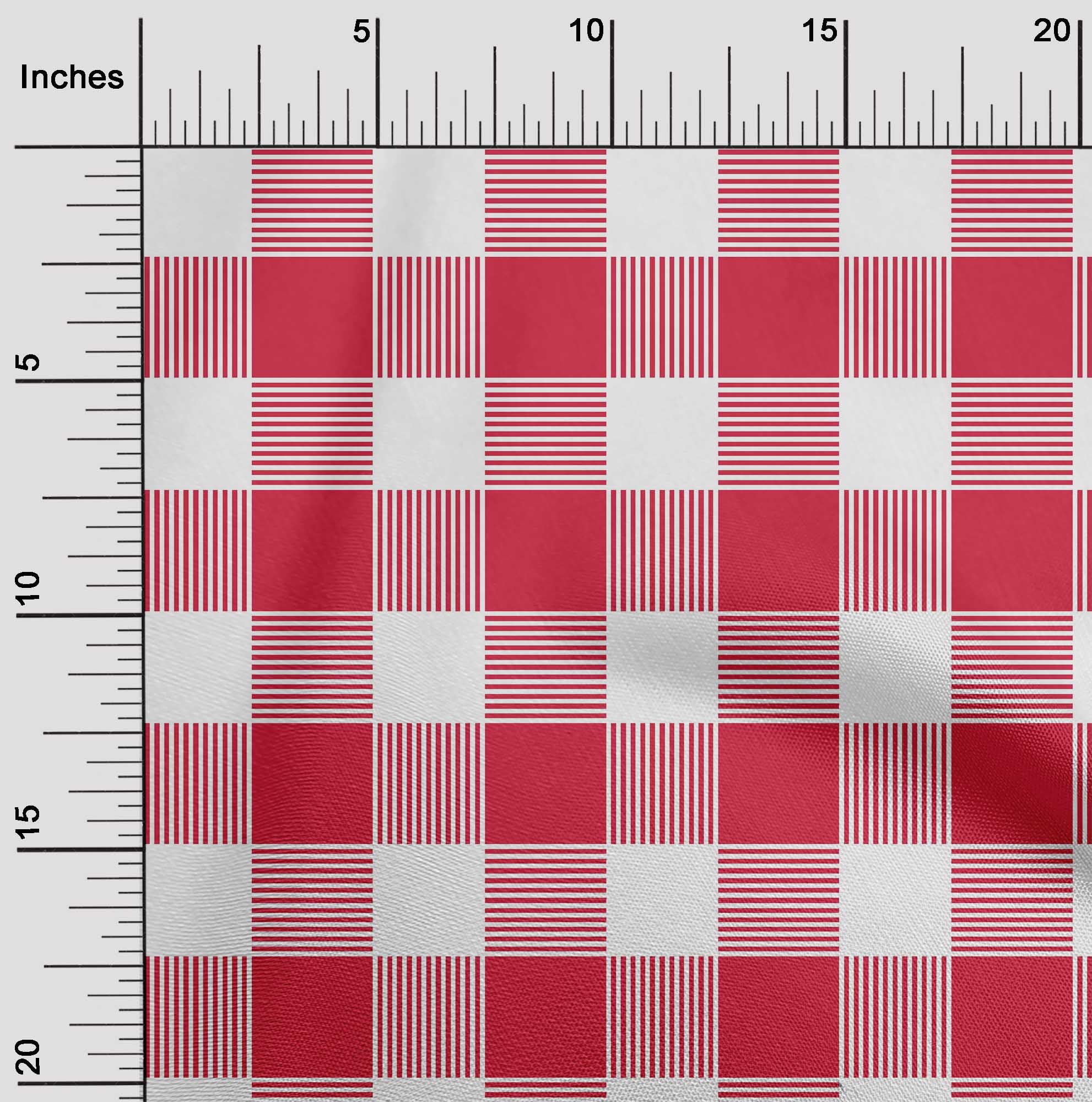 oneOone Silk Tabby Bright Red Fabric Gingham Check Fabric For Sewing ...
