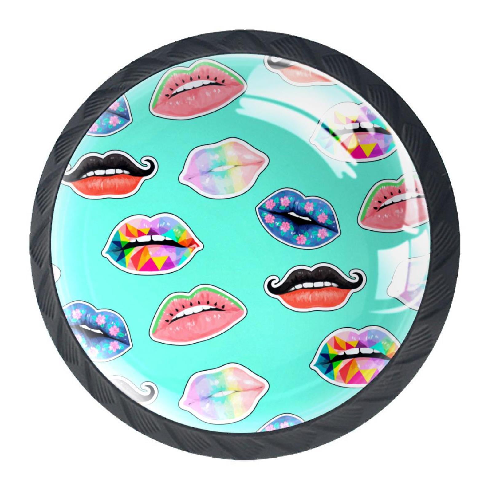 4 Pcs Lips Print Knobs for Kitchen Cabinet Cupboard Dresser Bookcase ...