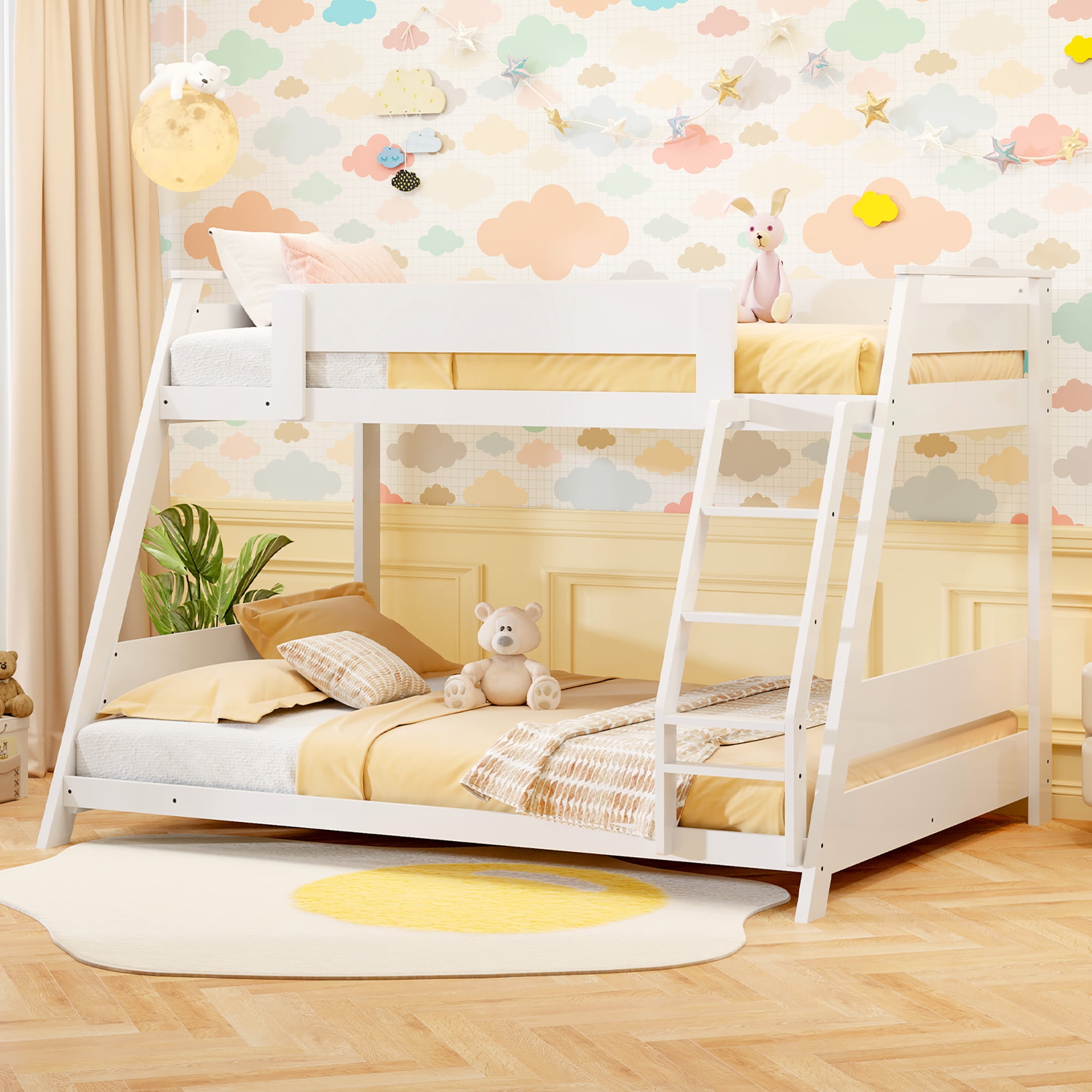 Click here for Gymax Twin Over Full Low Bunk Bed Solid Wooden Flo... prices