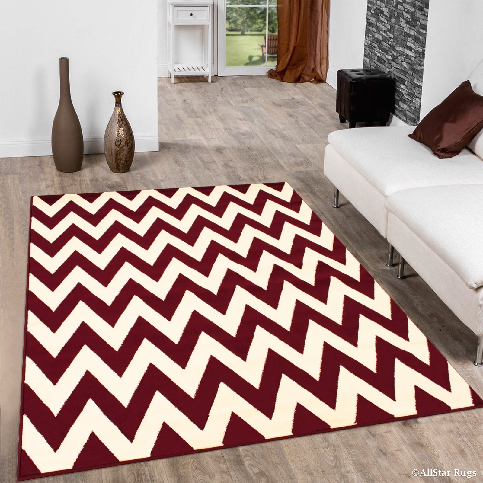 Allstar Red Woven Hand Carved Chevron Geometric Area Rug (3' 9" x 5' 1 ...
