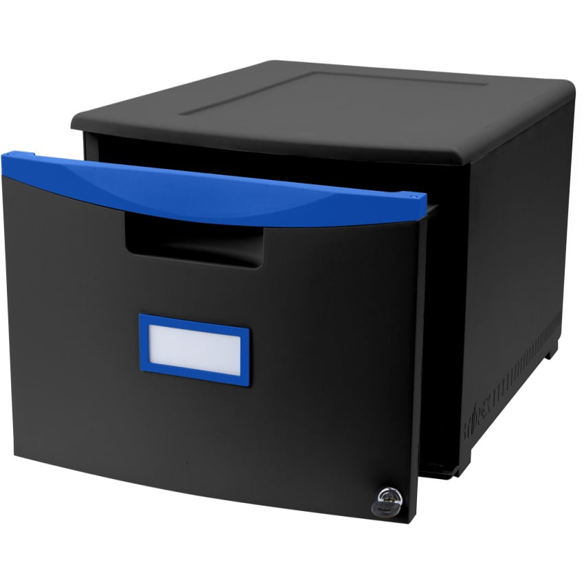 One Drawer Mini File Cabinet with Lock & Casters, Legal/Letter, Black ...