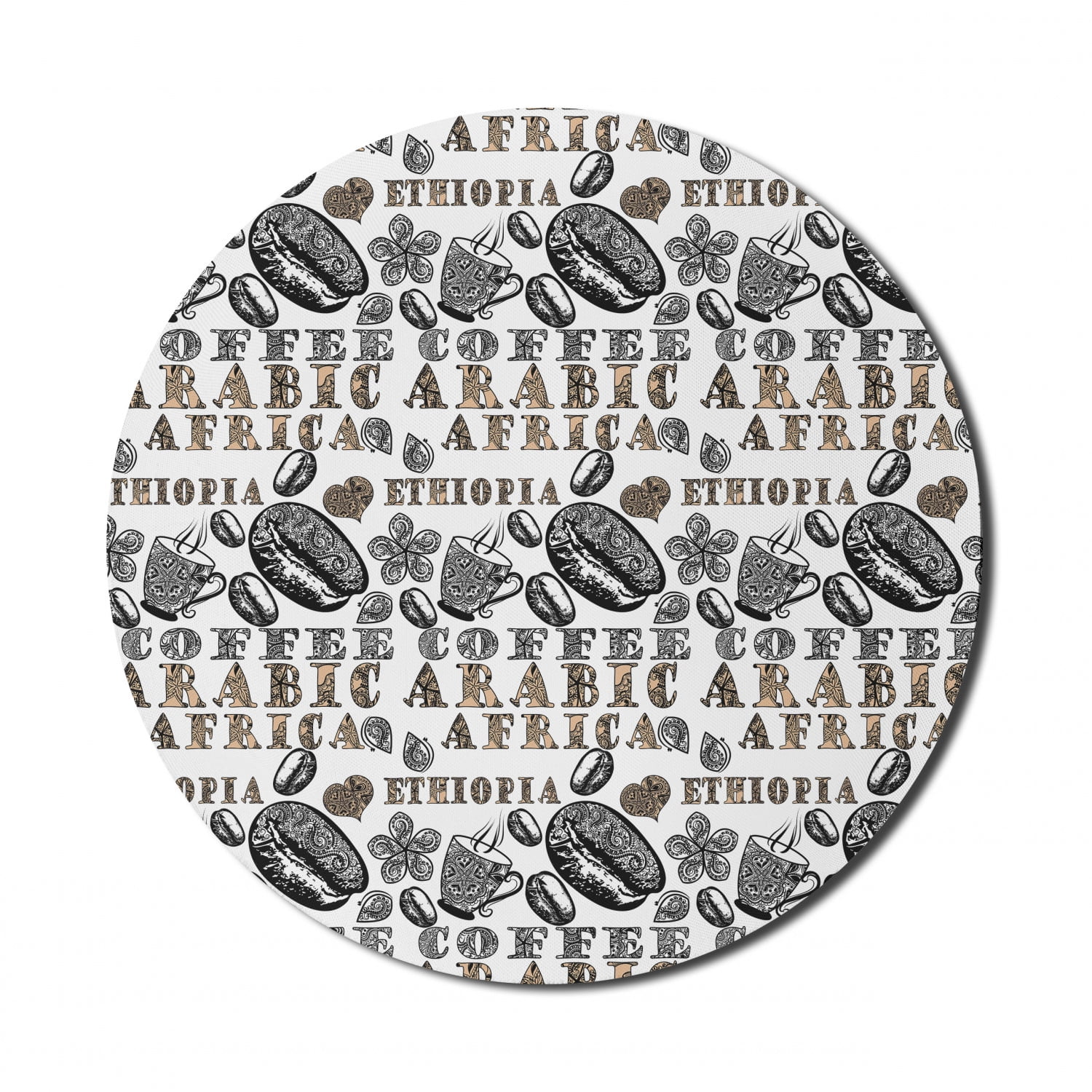 Modern Mouse Pad for Computers, Coffee Beans with Ornamental Words ...