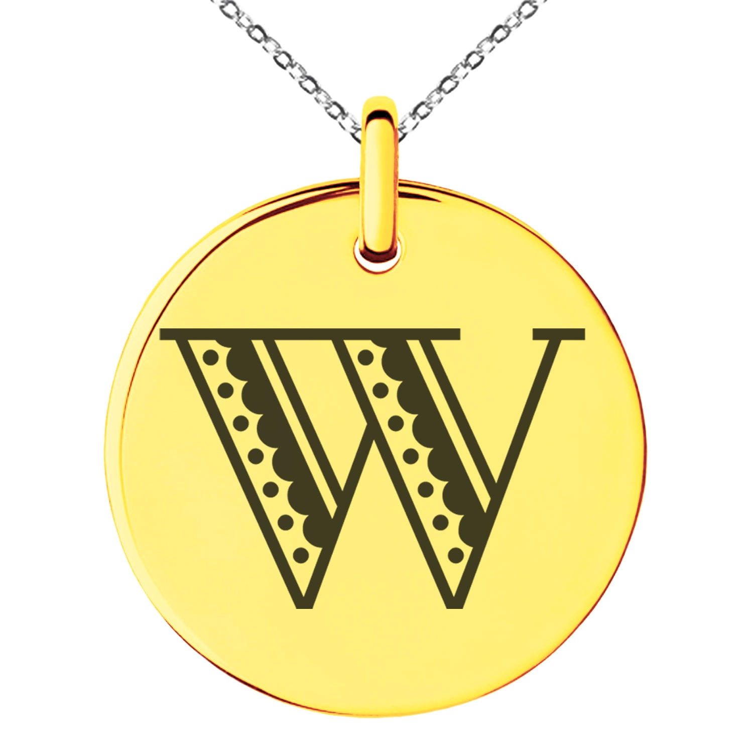 Stainless Steel Letter W Initial Metro Retro Monogram Engraved Small ...