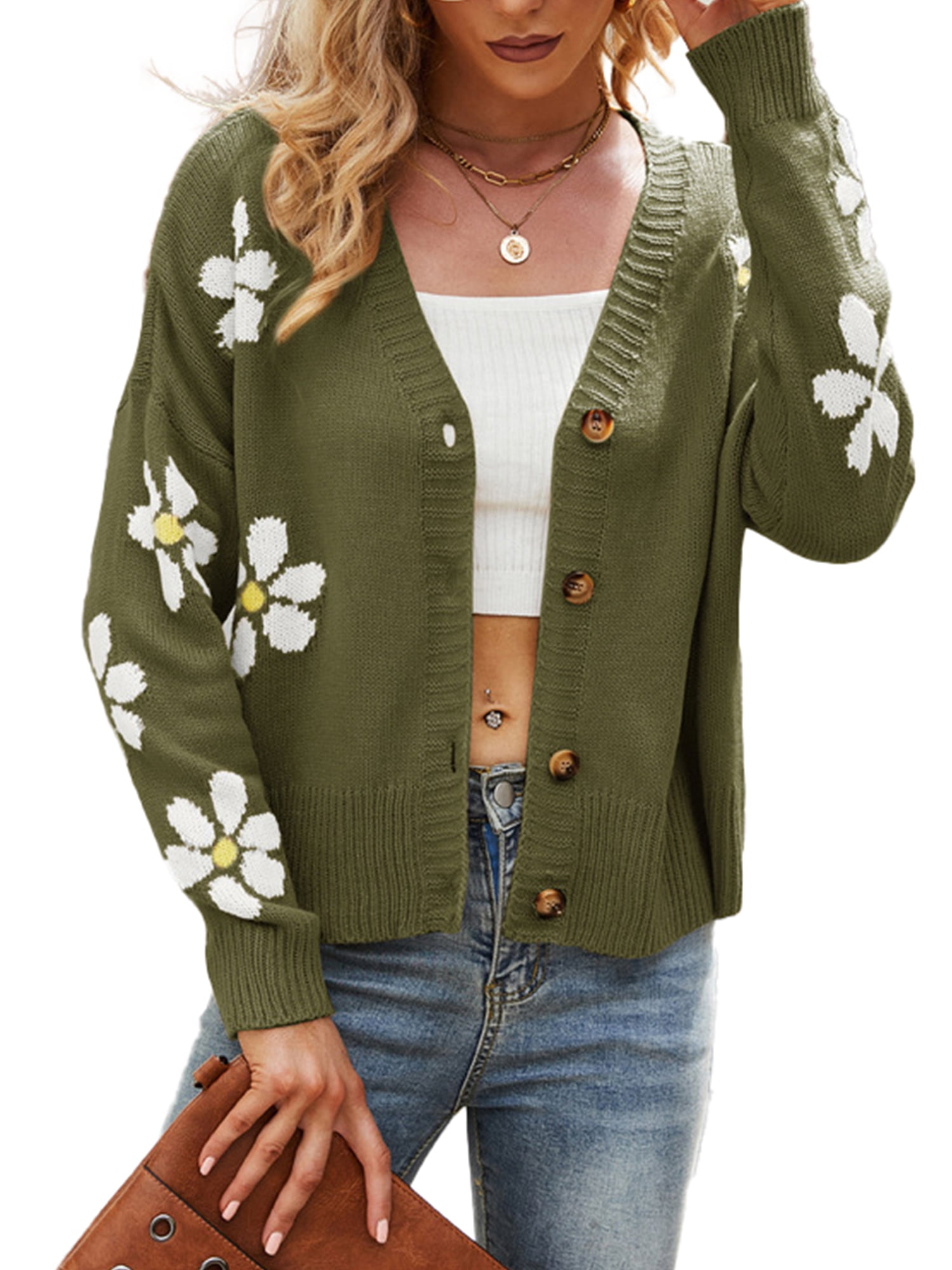 nine bull Cardigan Sweaters for Women,Long Sleeve Floral Open Front ...
