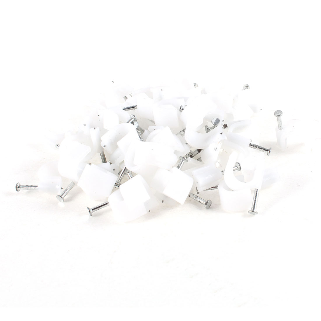 65 Pcs 10mm White Plastic Circle Cable Clips with Nail for Round Wire ...