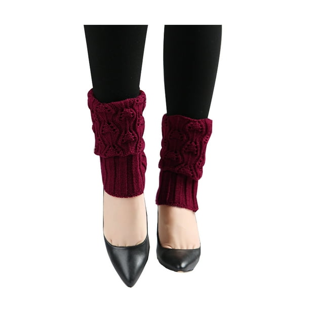 Allegra K Women's Ruffled Cuff Over Knee Length Ribbed Knitted Leg ...