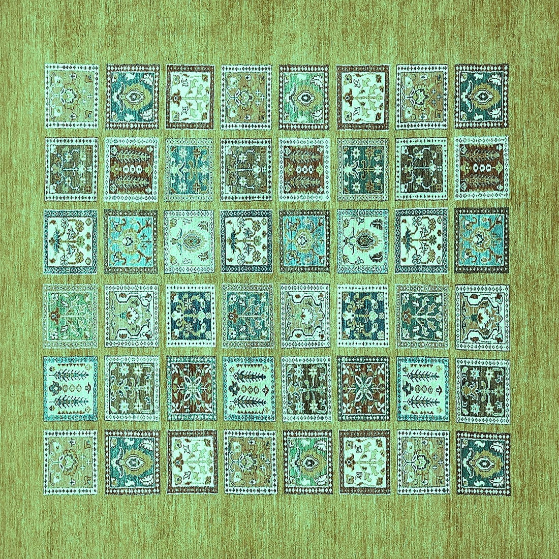 Ahgly Company Indoor Square Abstract Turquoise Blue Modern Area Rugs, 7 ...