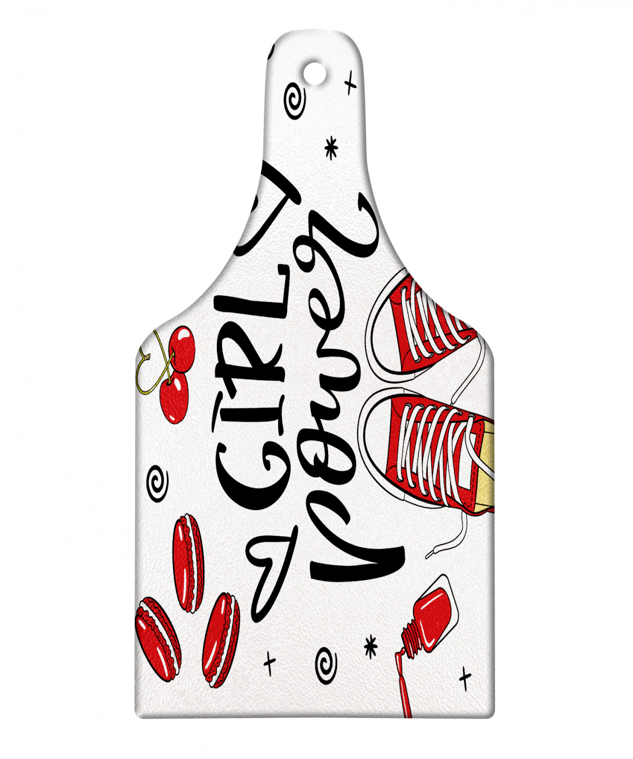 Girl Power Cutting Board, Fashion Themed Sneakers Wine Macaroon and ...