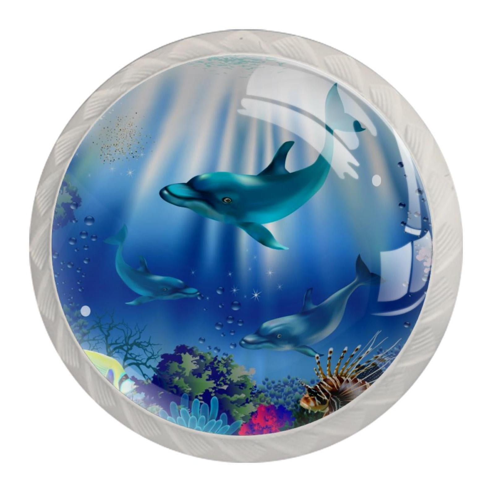 4 Pcs Underwater World Dolphins Knobs for Kitchen Cabinet Cupboard ...