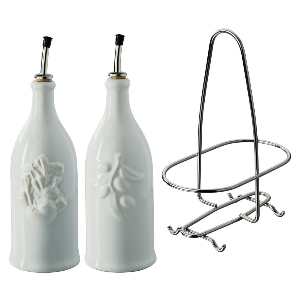 Revol Provence White Porcelain Olive Oil And Vinegar Set With Carry Caddy