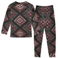 Black Background with Red Square Cotton Pajama Set Long Sleeve Top and ...