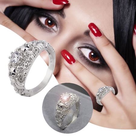 Person Cranial Head Party Sliver Ring Creative Black With Diamond ...