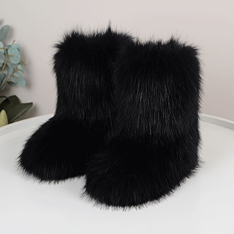 Click here for Auravelle Womens Mid-Calf Faux Fur Boots - Black... prices