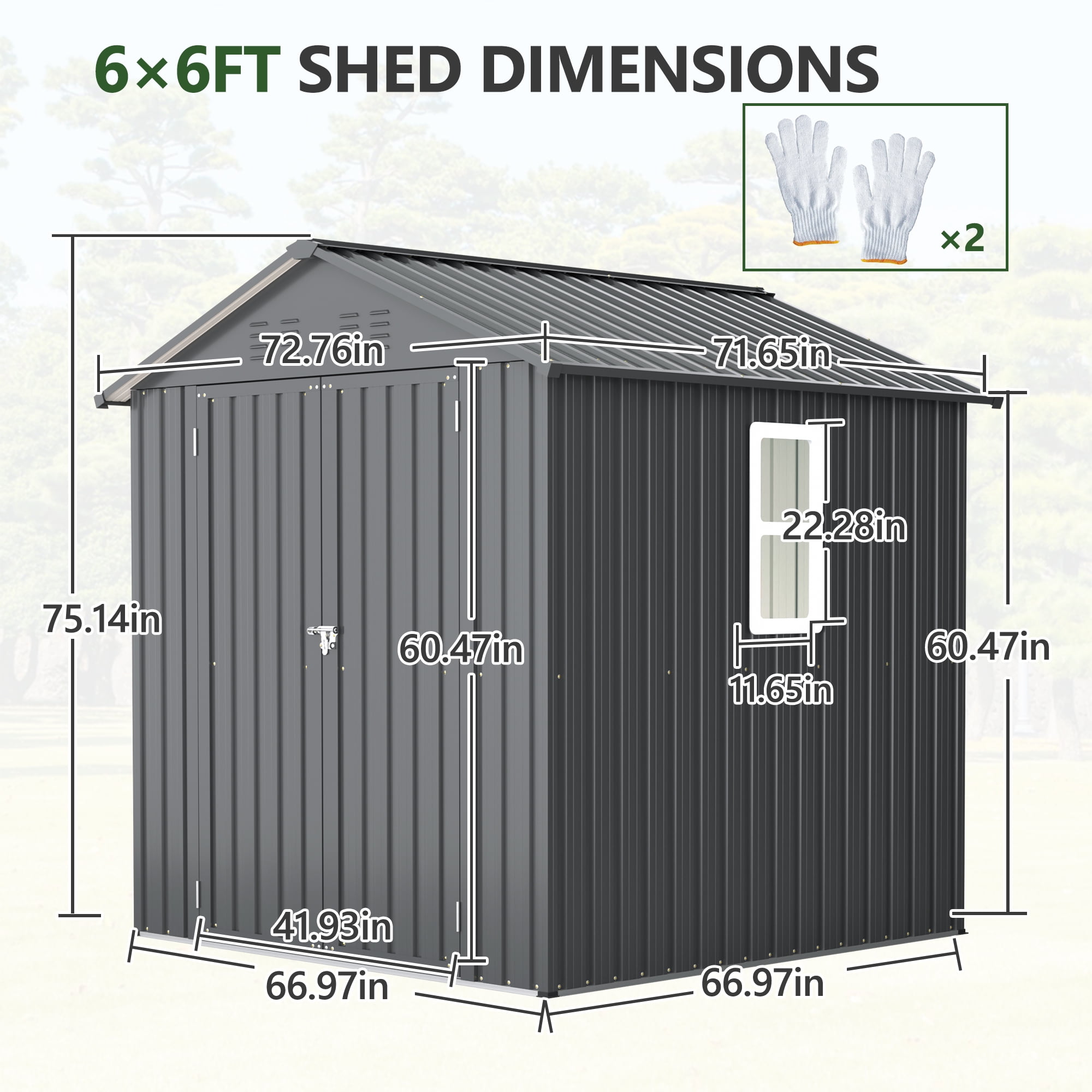 LZBEITEM 6x6 ft Metal Outdoor Storage Shed with Botswana | Ubuy