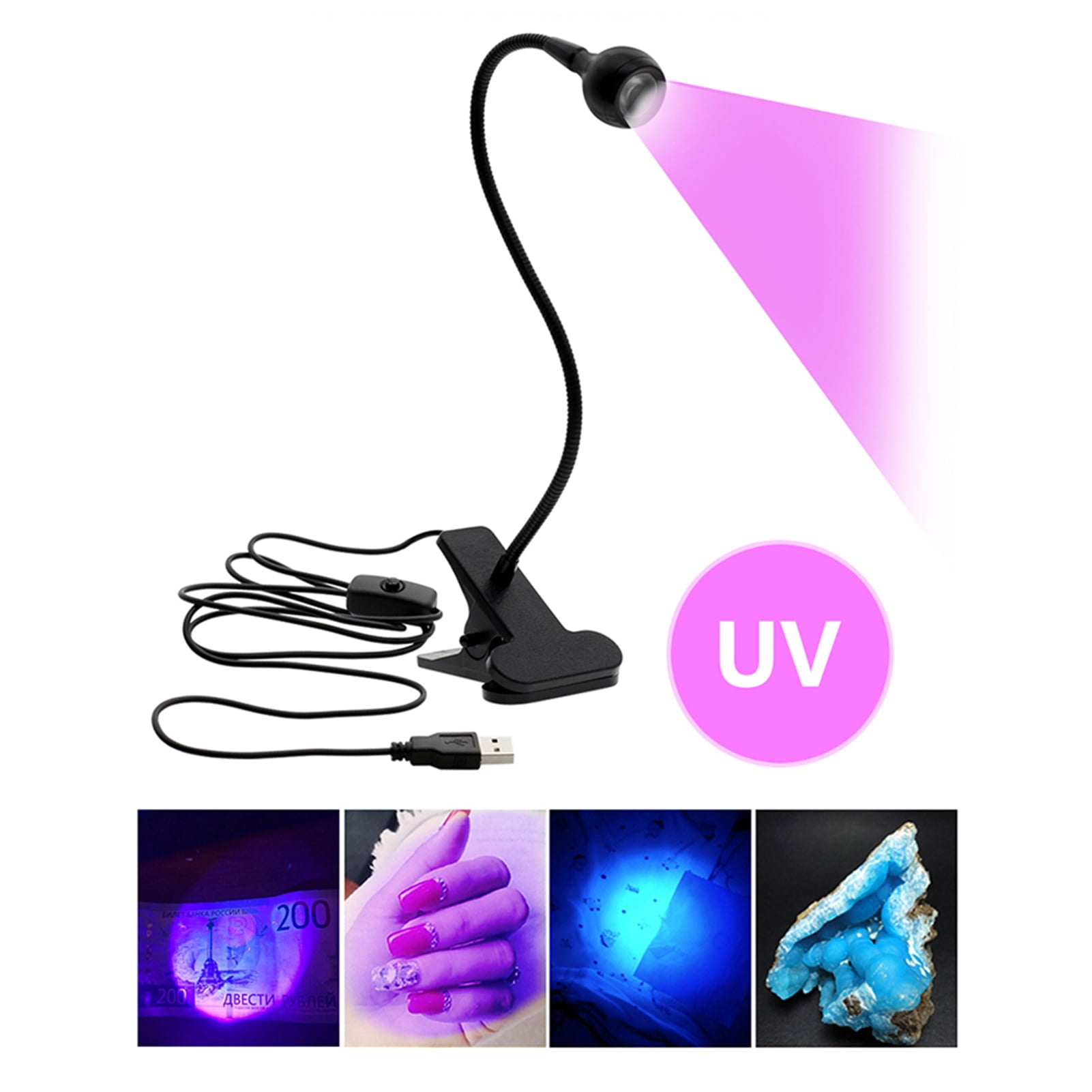 Upgraded Big Chip 395nm UV LED Black Light fixtures with Gooseneck and ...