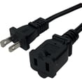 15 Foot Extension Cord, Black Two Prong Power Extension Cord, US AC ...